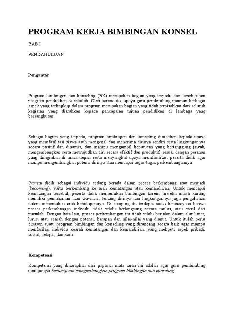 Program Kerja Bimbingan Konseling | PDF | Karier & Perkembangan
