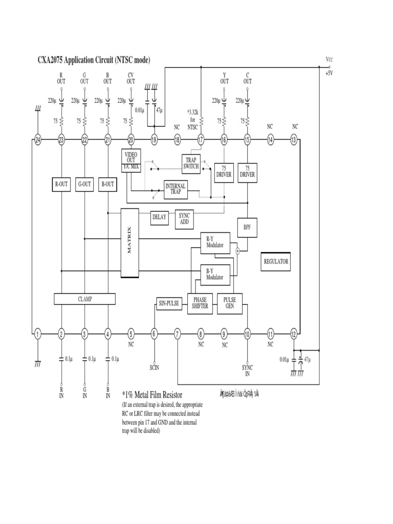 CXA2075 Application Circuit (NTSC Mode) : 1% Metal Film Resistor ...