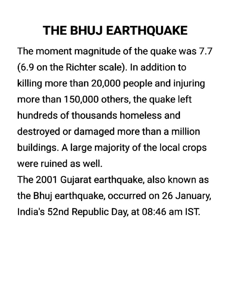 Bhuj Earthquake 2001 Case Study | PDF