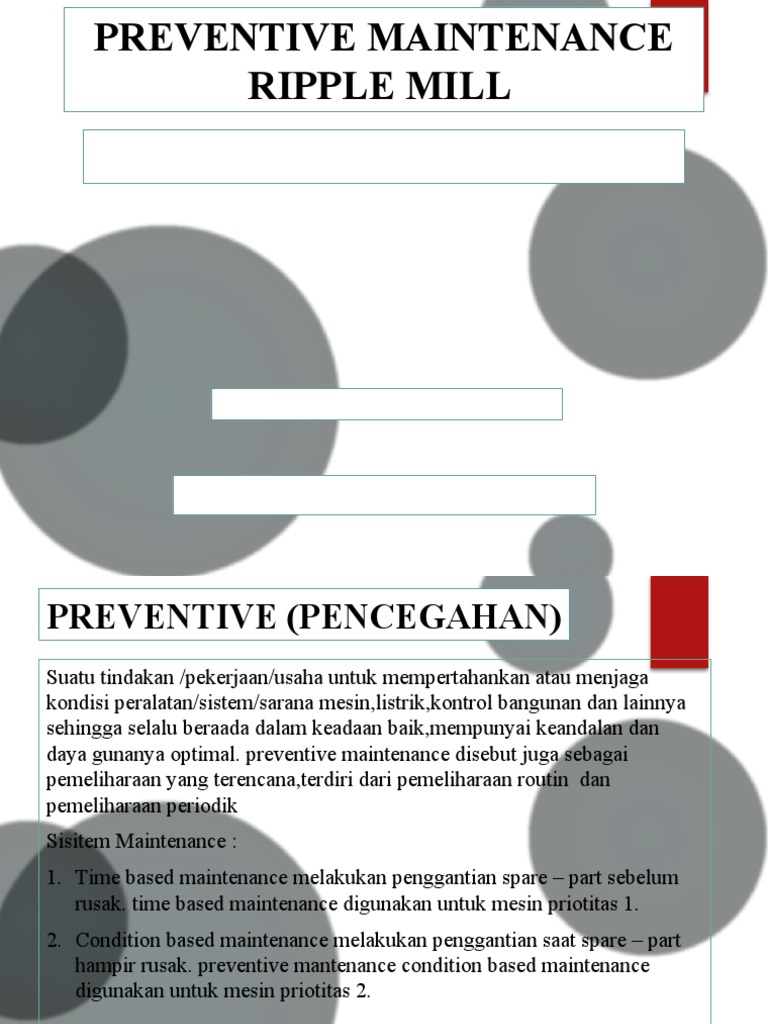 Maintenance Riplle Mill | PDF