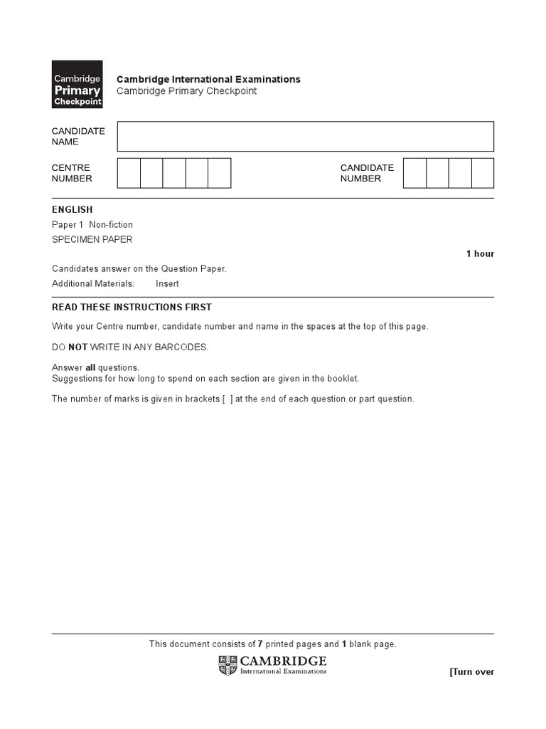 Placement Test For English - Paper - 1 | PDF