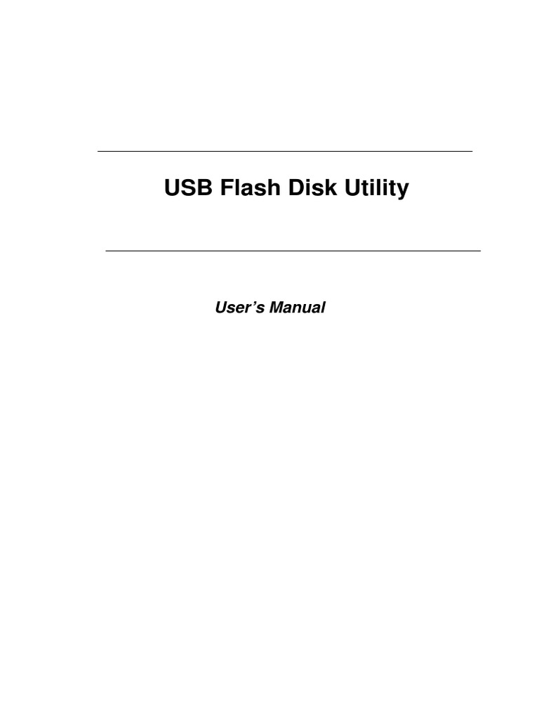 USB Flash Disk Utility Manual | PDF | Computer File | Booting