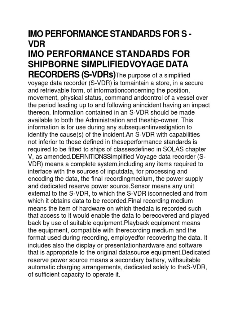 Imo Performance Standards For S - VDR Imo Performance Standards For ...