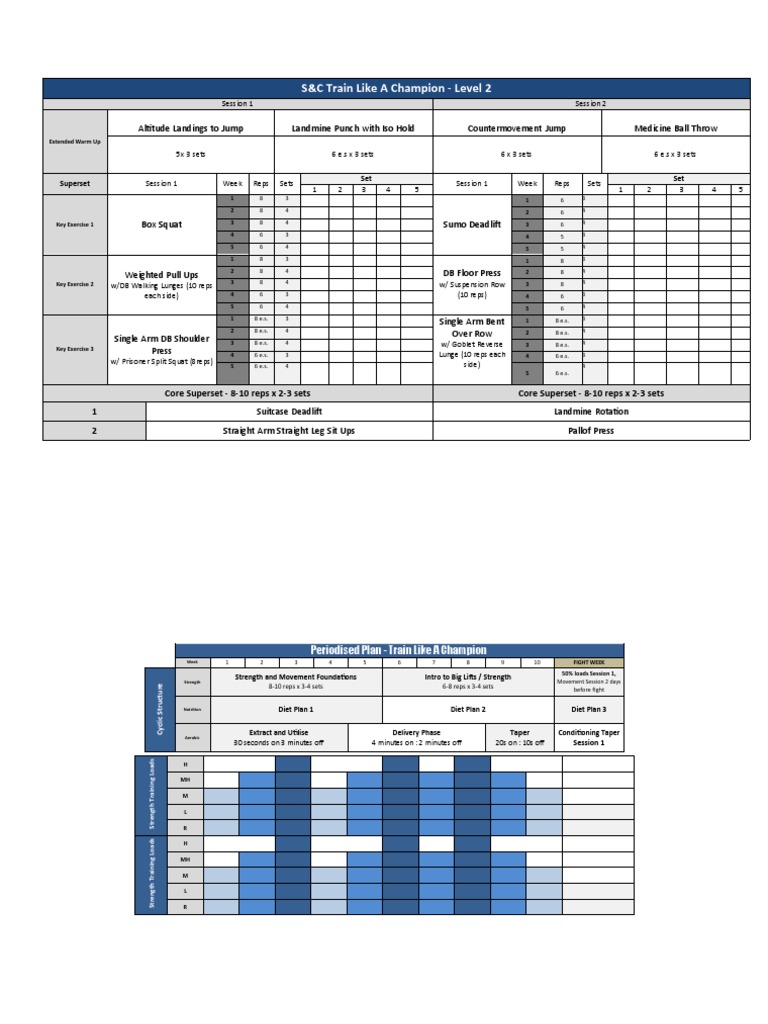 Tabela de Treino - S&C Boxe | PDF | Strength Training | Athletic Sports