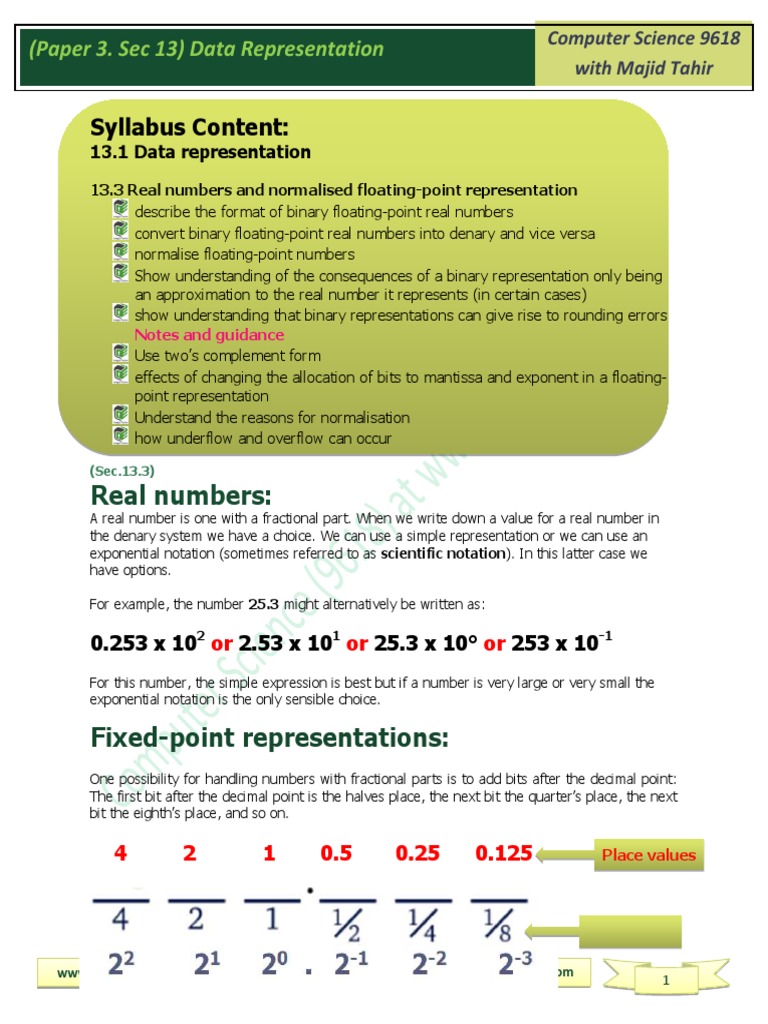 13.3 Real Numbers & Normalized Floating-Point | PDF | Rounding | Decimal 13.3 Real Numbers & Normalized Floating-Point | PDF | Rounding | Decimal