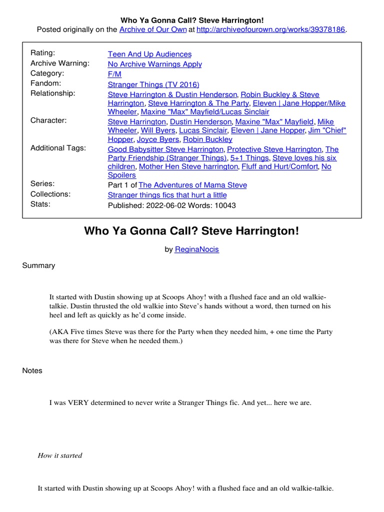 Who Ya Gonna Call Steve | PDF