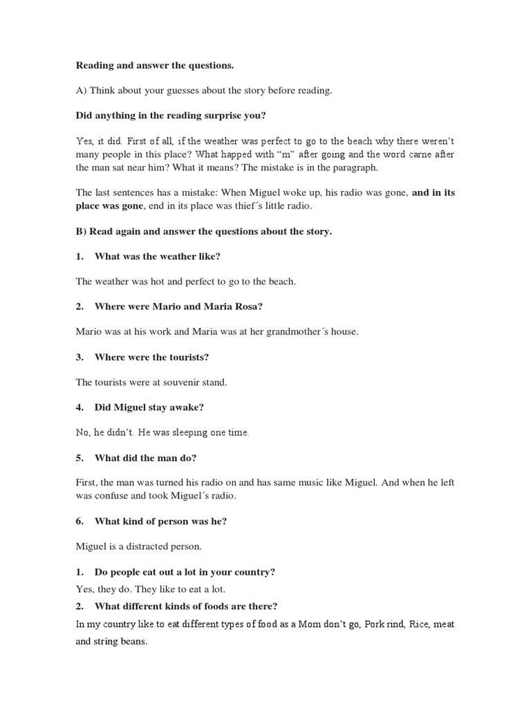 Reading and Answer The Questions | PDF