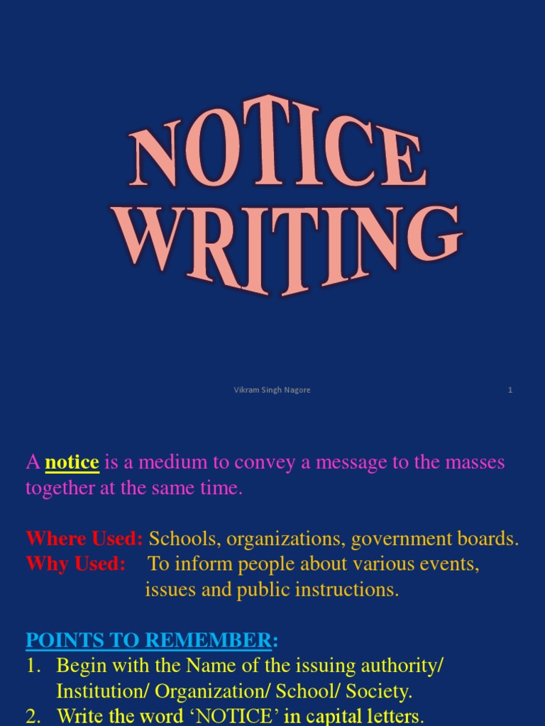 XII W.S. PPT of NOTICE WRITING | PDF
