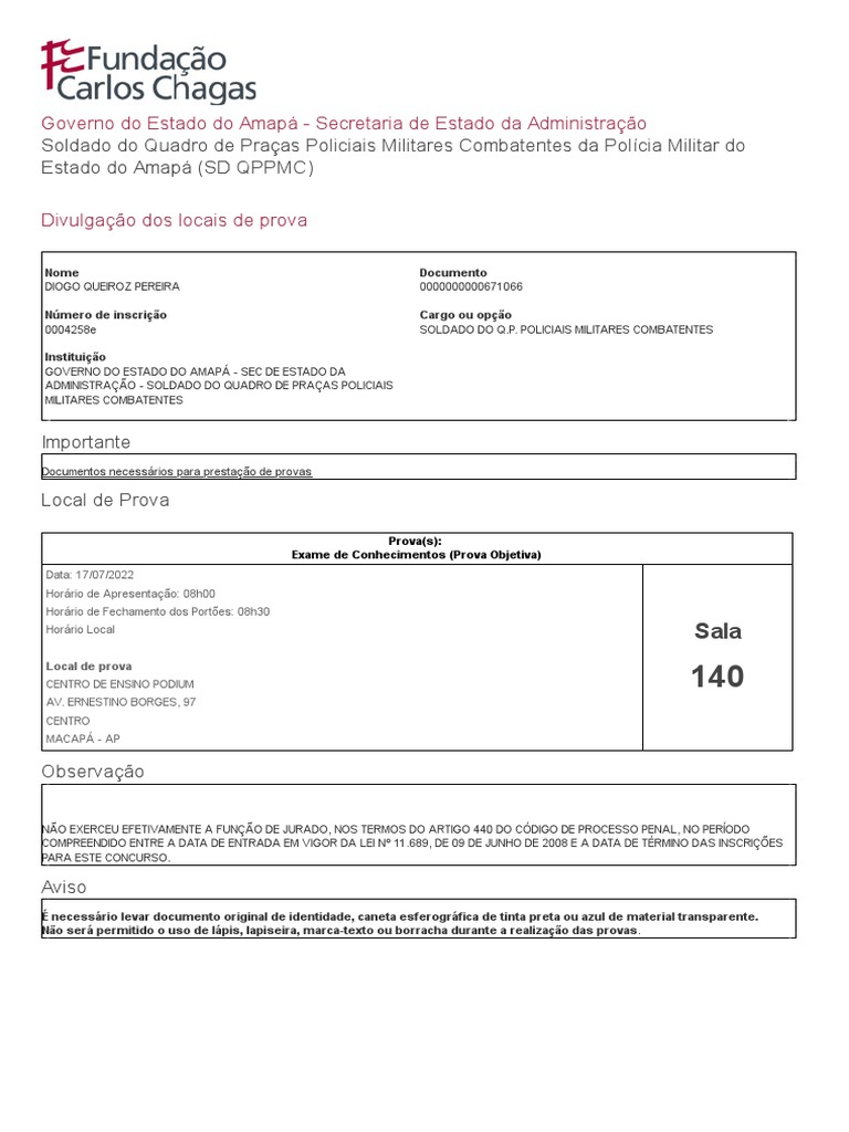 Fundação Carlos Chagas - Concursos Públicos e Certificações | PDF