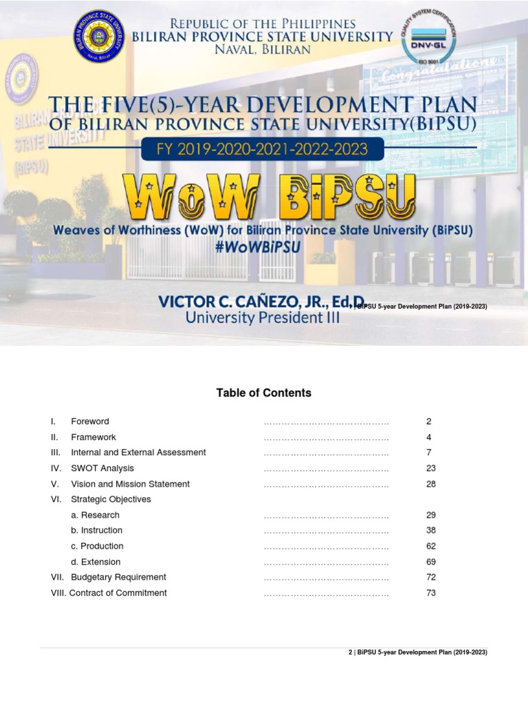 BiPSU Development Vision | PDF | Sustainability | Swot Analysis