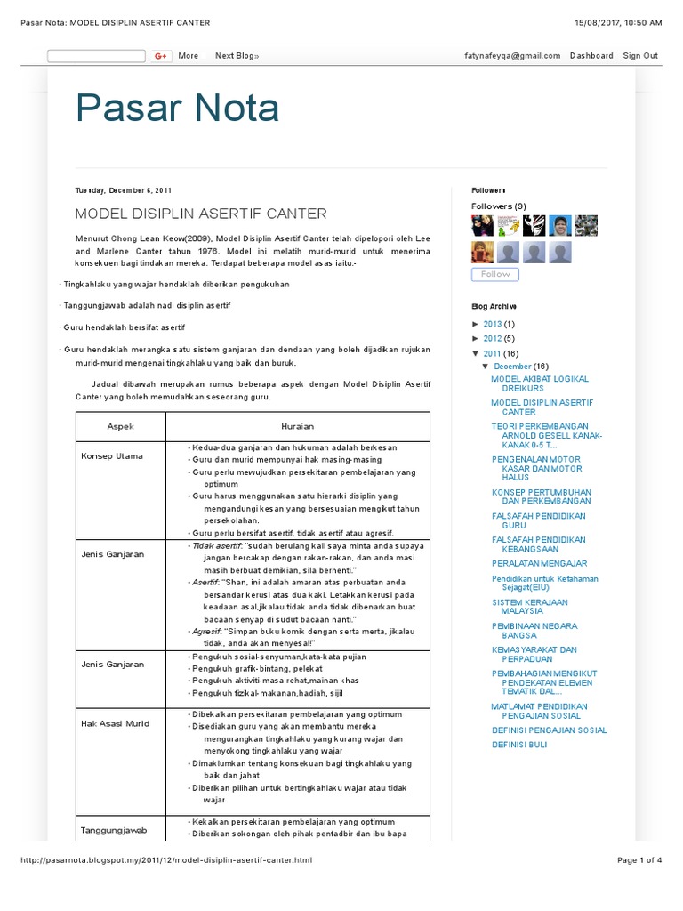 Pasar Nota MODEL DISIPLIN ASERTIF CANTER | PDF