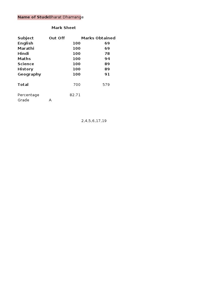 Mark Sheet | PDF