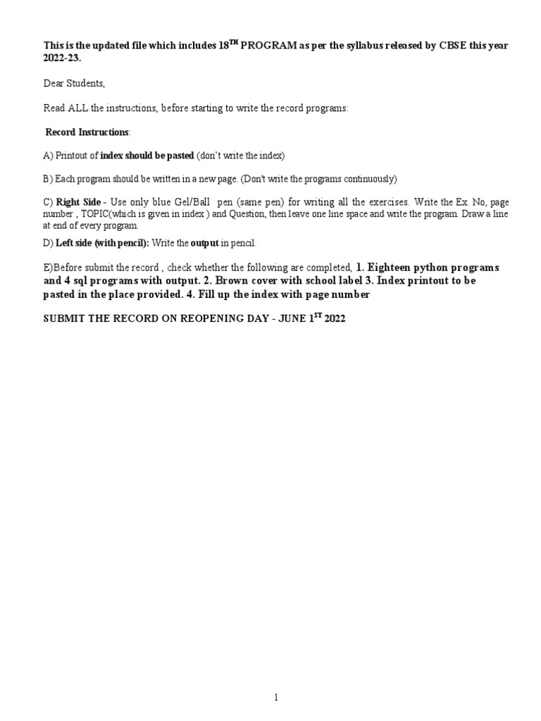 XII-CSC-RECORD Updated Q PROGRAMS 2022-23 | PDF | Queue (Abstract Data Type) | Computer File