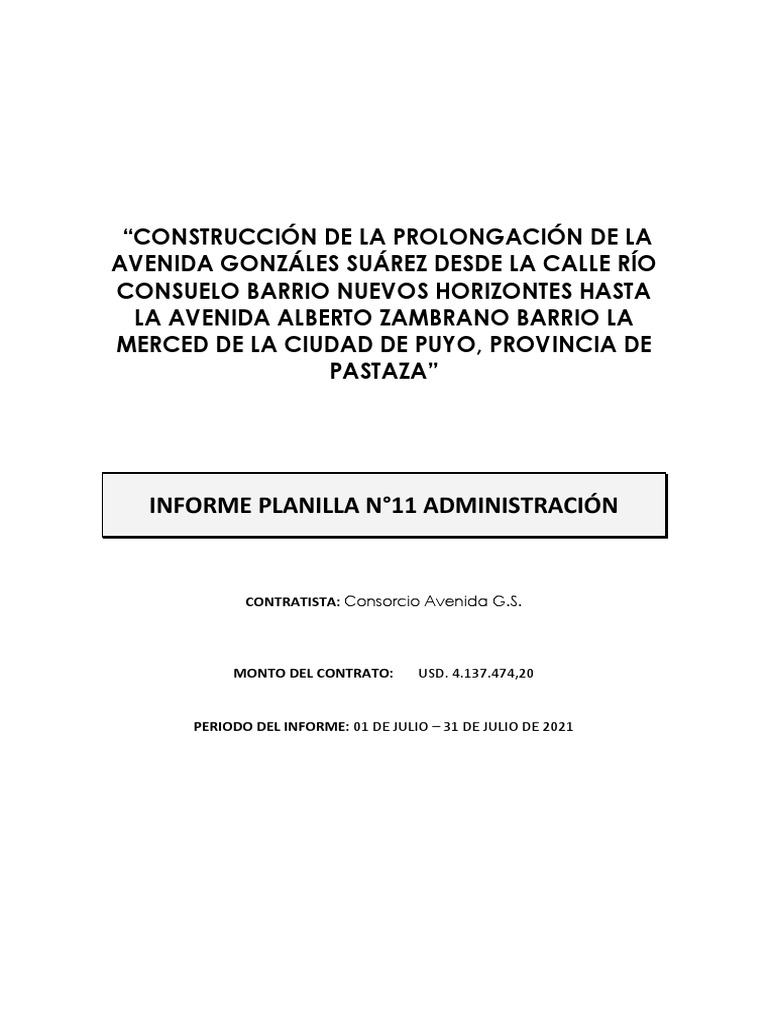 INFORME PLANILLA 11 ADMINISTRADOR GS OBRA-signed | PDF
