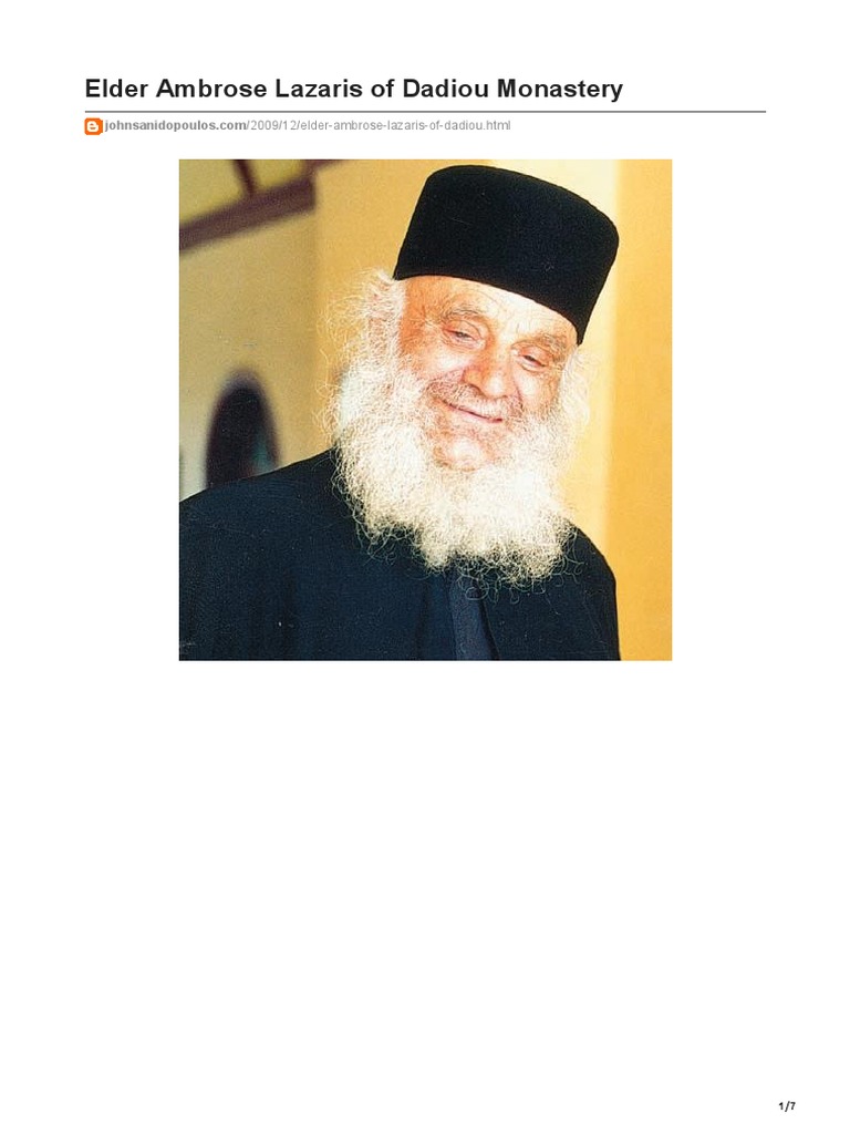 Elder Ambrose Lazaris of Dadiou Monastery | PDF | Monk | Prayer