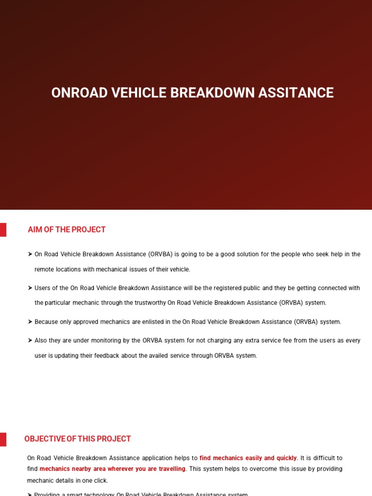 OnRoad Vehicle Breakdown Assistance App | PDF | Android (Operating System) | Application Software