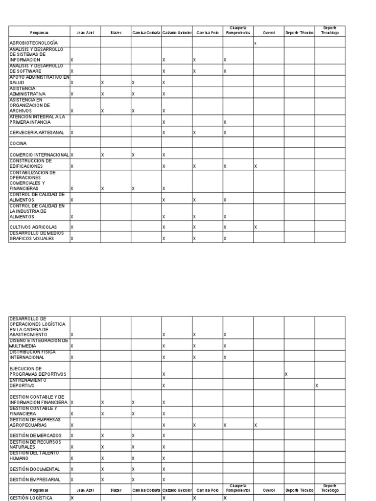 Uniformes Excel | PDF | Logística | Business
