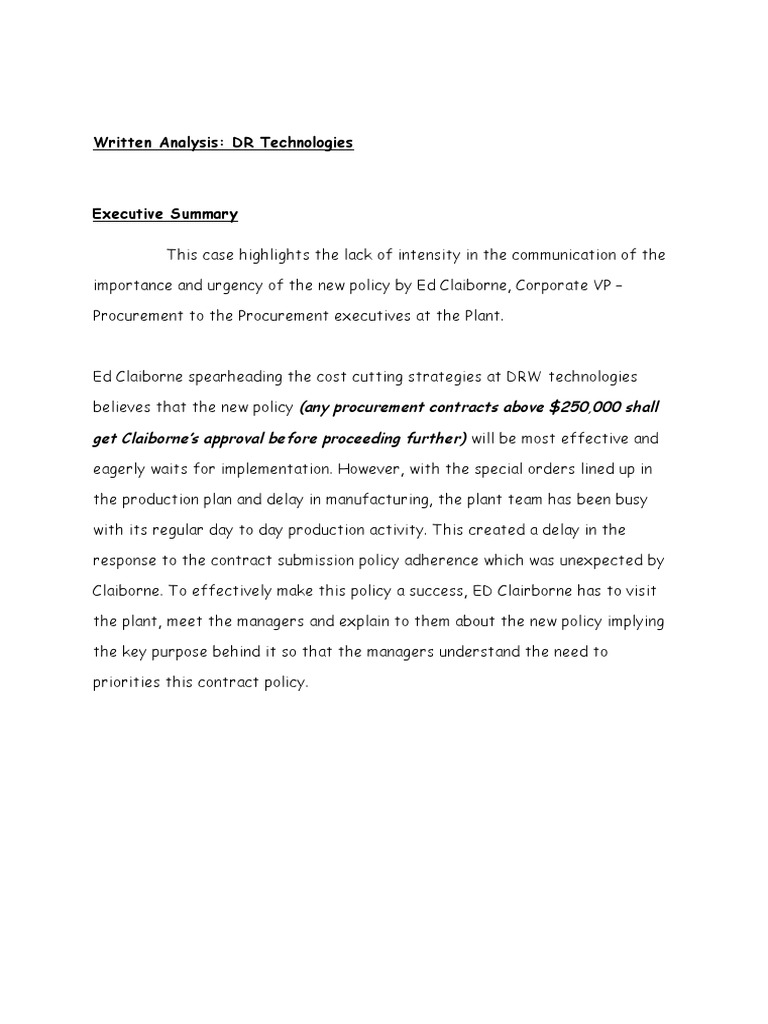 DR Case Analysis | PDF | Procurement | Option (Finance)