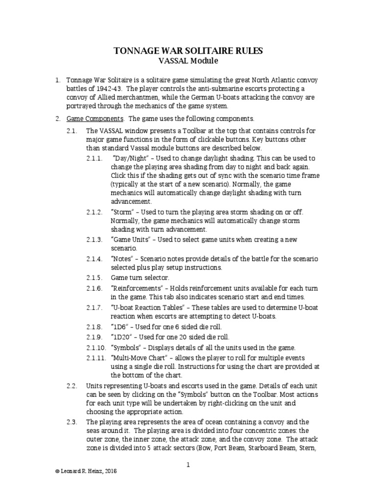 Tonnage War Solitaire Rules: VASSAL Module | PDF | Convoy | U Boats