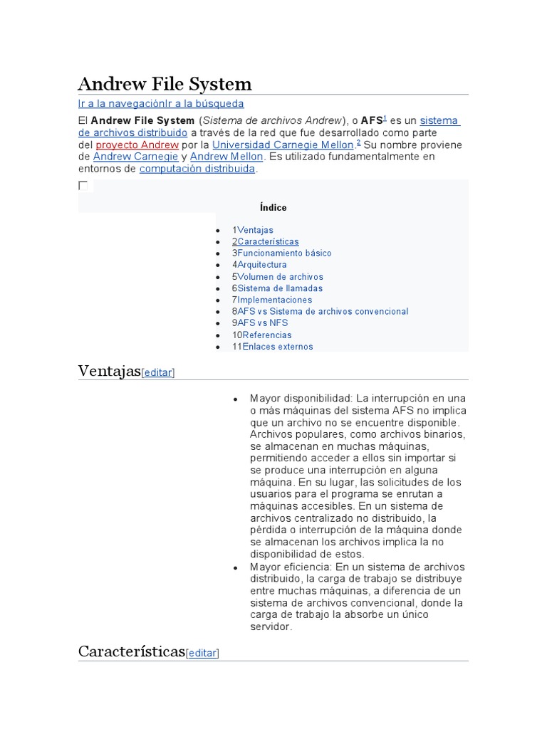 Andrew File System | PDF | Software | Arquitectura Computacional Distribuida