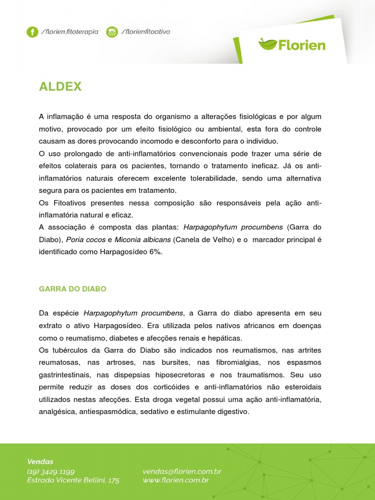 Aldex: potente anti-inflamatório natural | PDF | Inflamação | Antioxidante