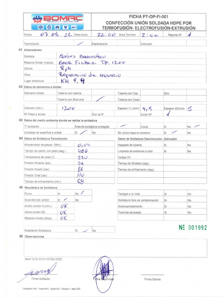 Reports R&M 1200MM HDPE BOMAC | PDF