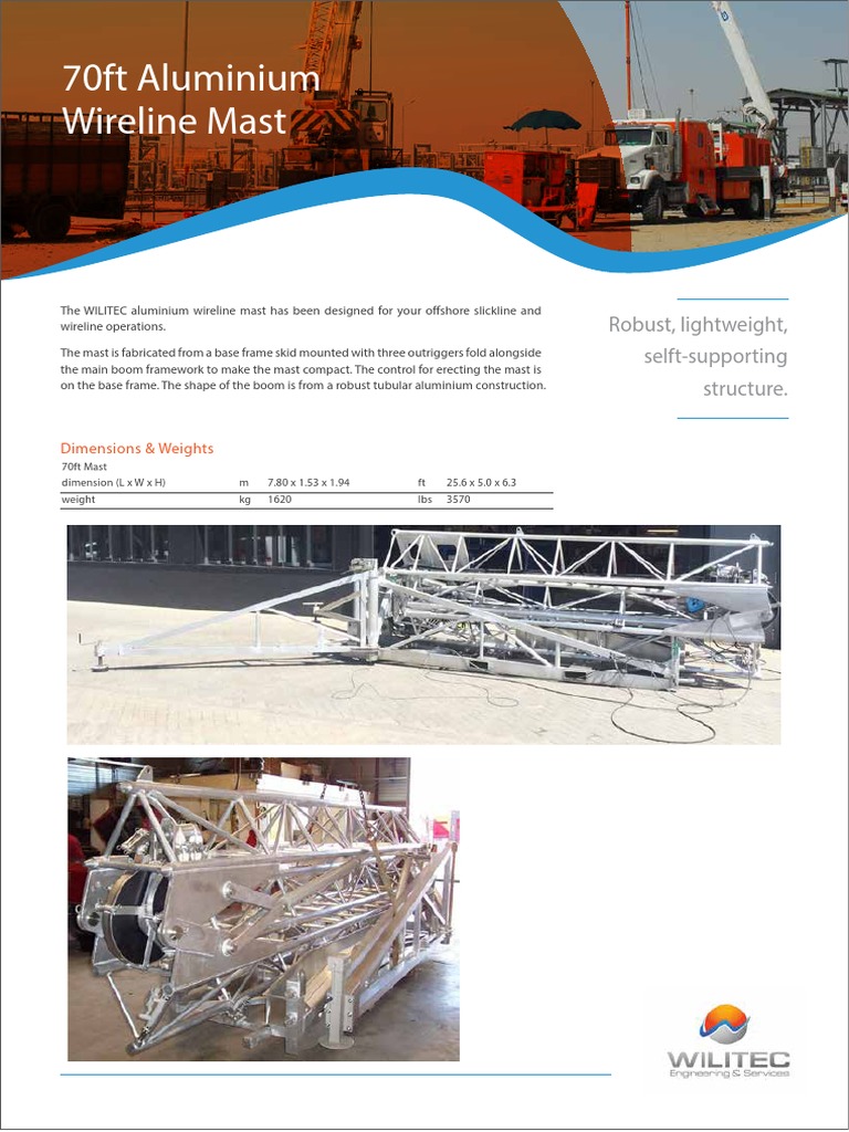70ft Aluminium Wireline Mast: Robust, Lightweight, Selft-Supporting ...