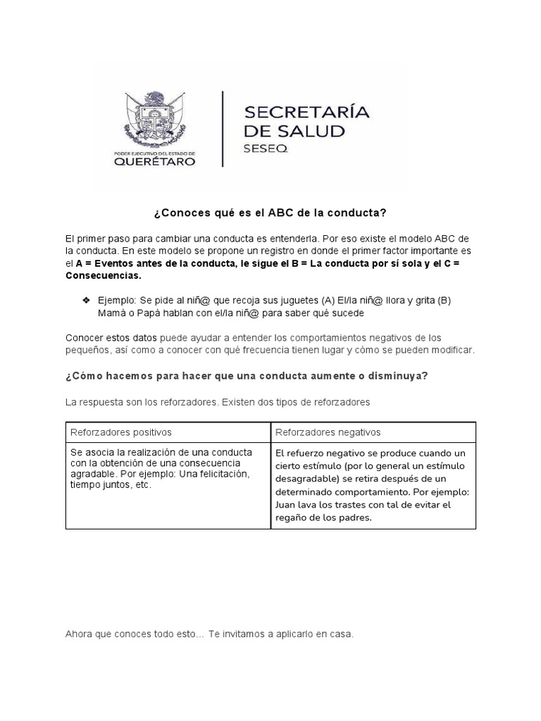 ¿Conoces Qué Es El ABC de La Conducta | PDF