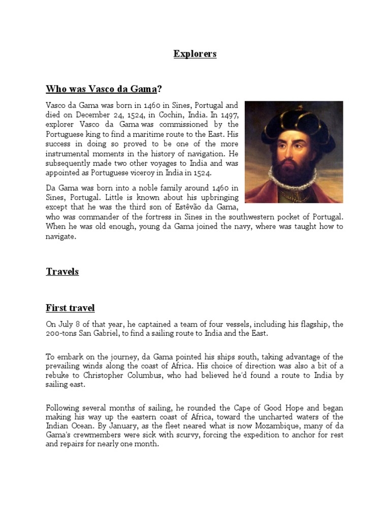 Explorers Who Was Vasco Da Gama? | PDF | Age Of Discovery | Water Transport