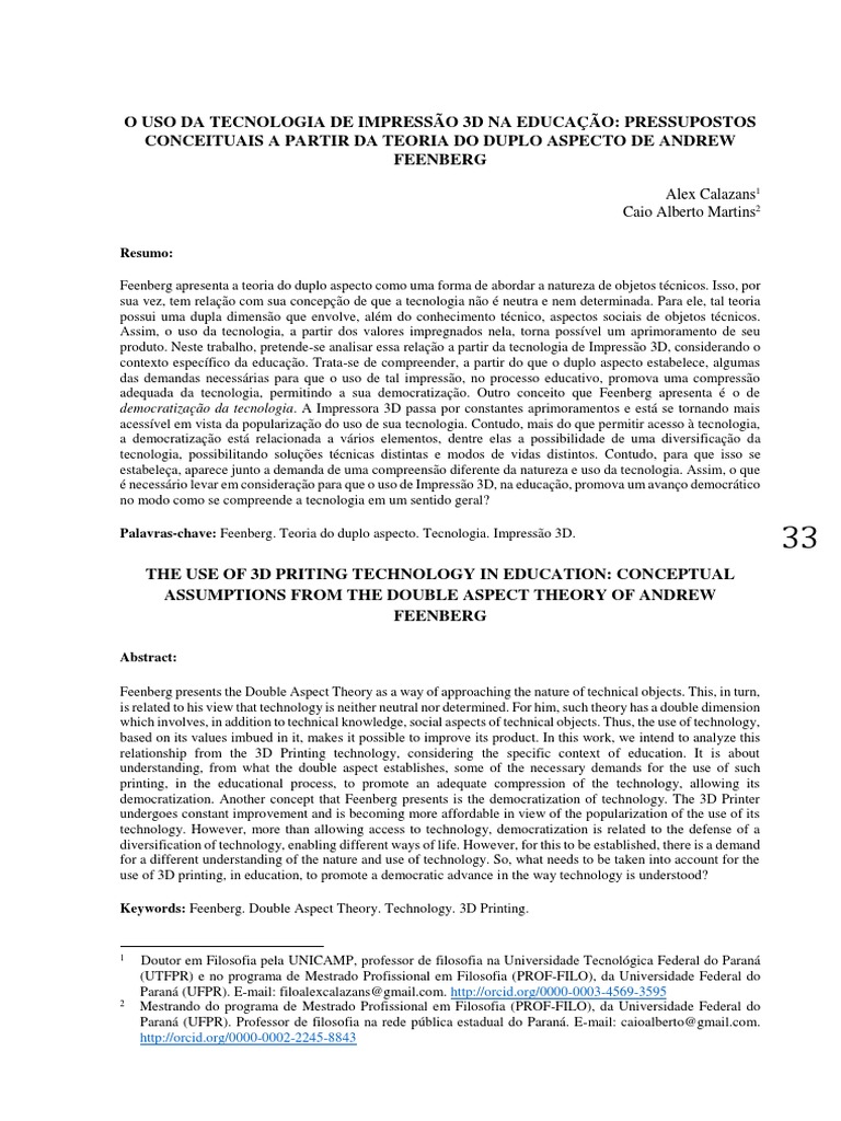 Alex Calazans - Caio A Martins - O Uso Da Tecnologia de Impressão 3d Na ...