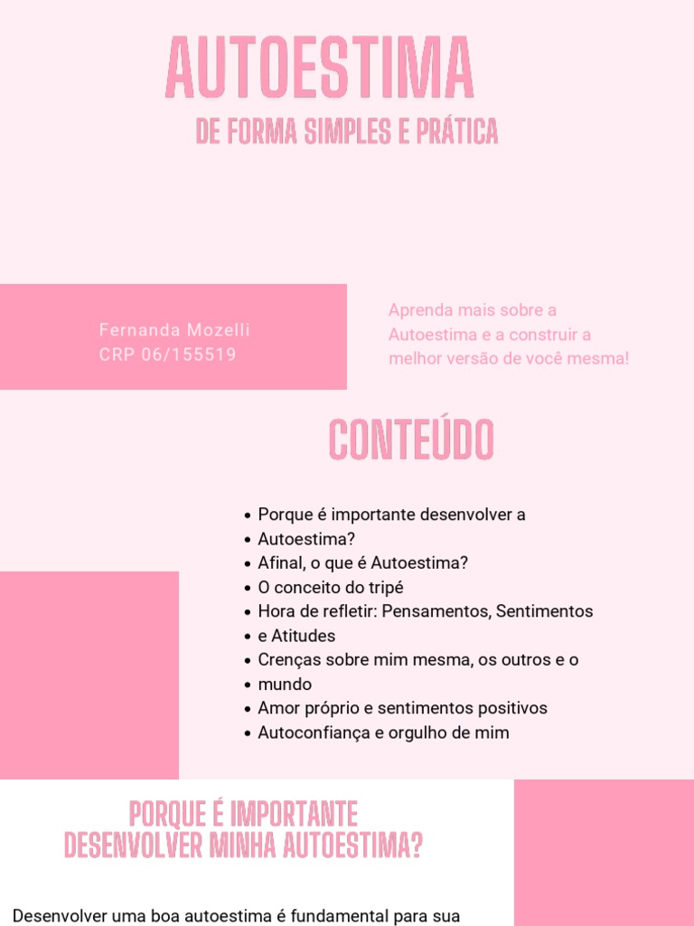 Autoestima De Forma Simples E Prática Pdf Autoestima Pensamento
