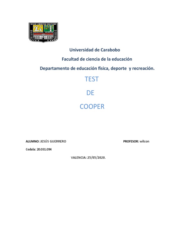 Protocolo de La Prueba Tés de Cooper 12 Minutos | PDF | Medicina ...