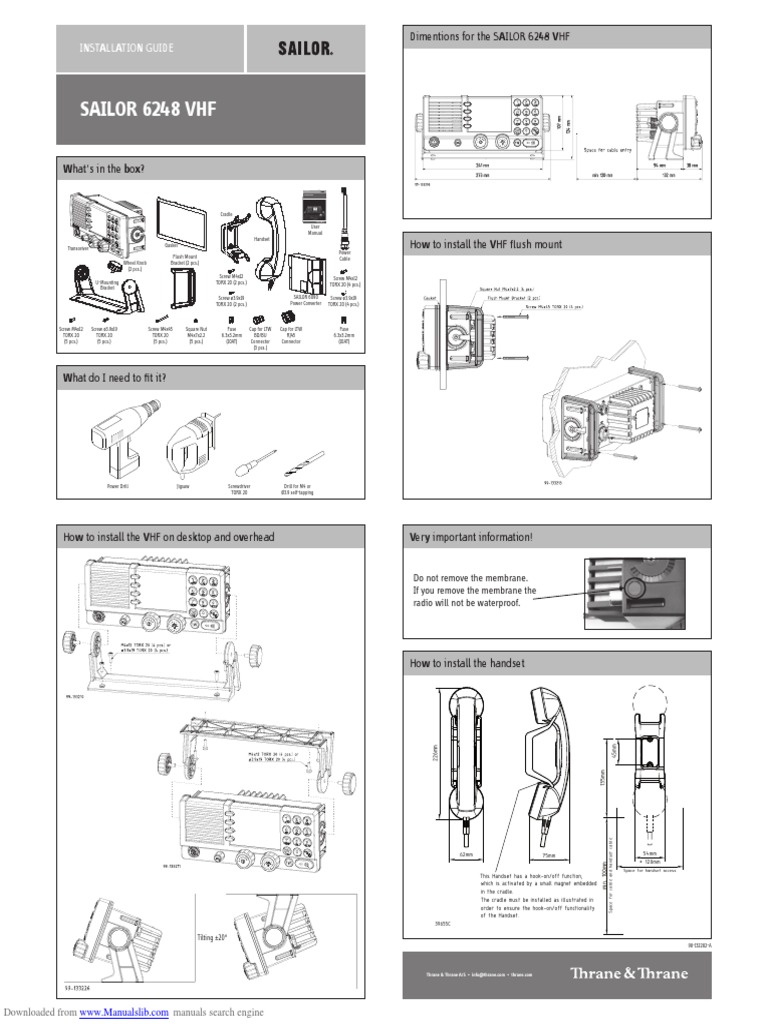 Sailor 6248 VHF: Installation Guide | PDF | Tools | Electrical Engineering