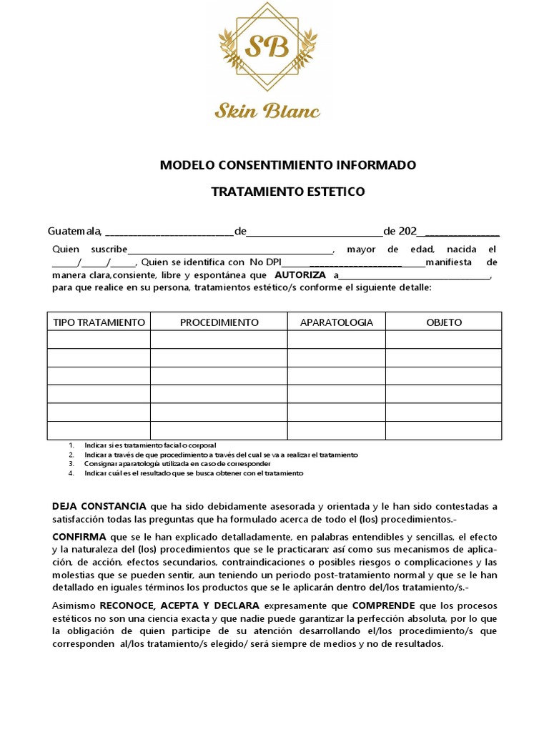 Modelo de Consentimiento Informado | PDF | Consentimiento informado ...
