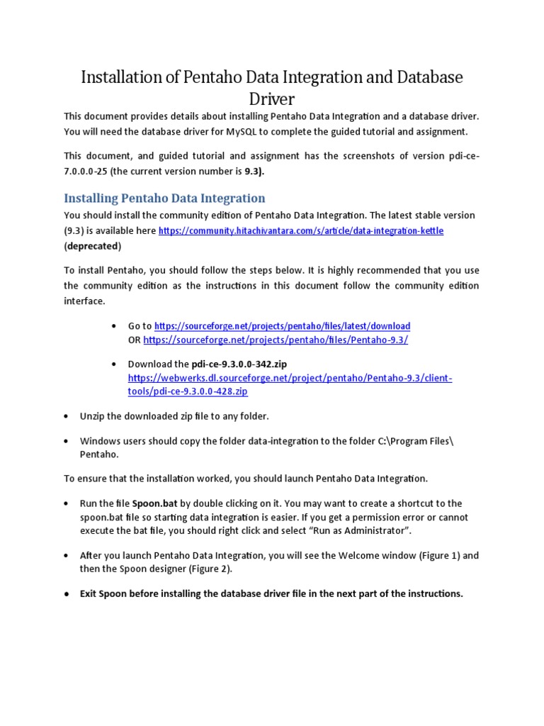 Install Pentaho Data Integration and MySQL driver | PDF | Computer File | Databases