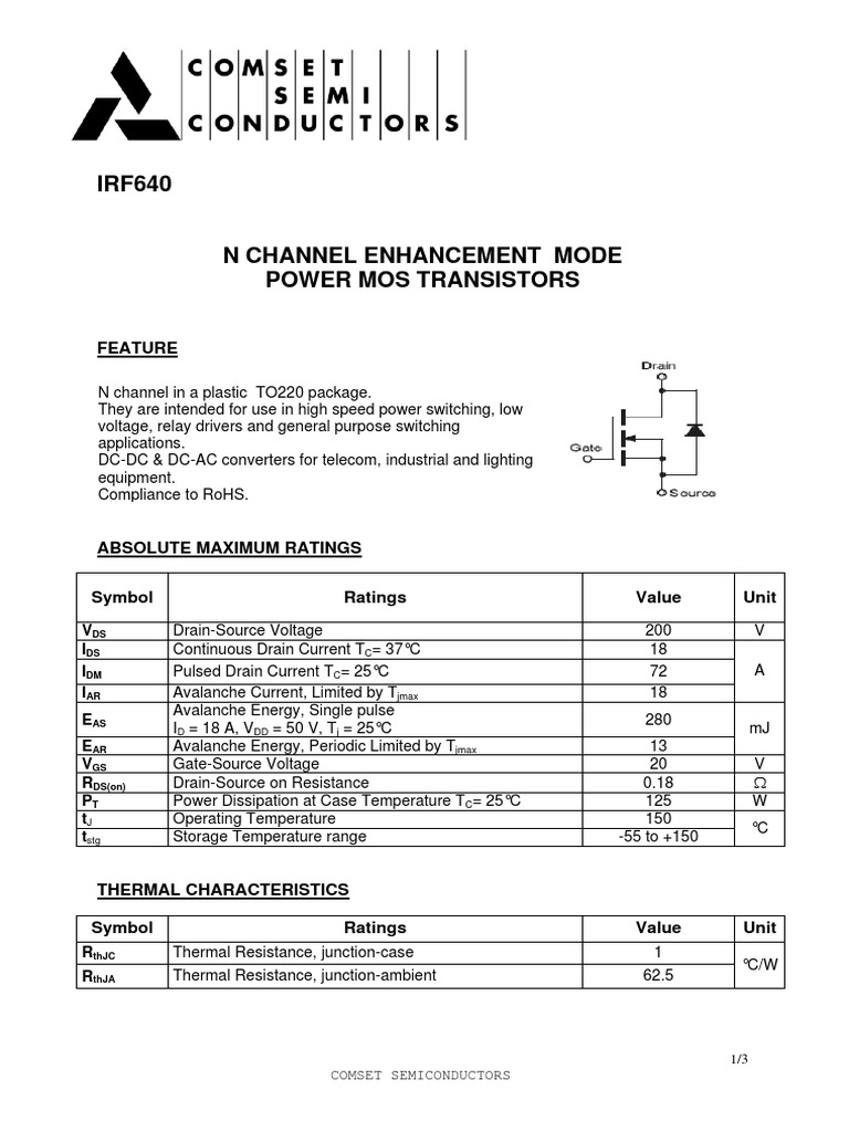 Datasheet | PDF | Field Effect Transistor | Electricity