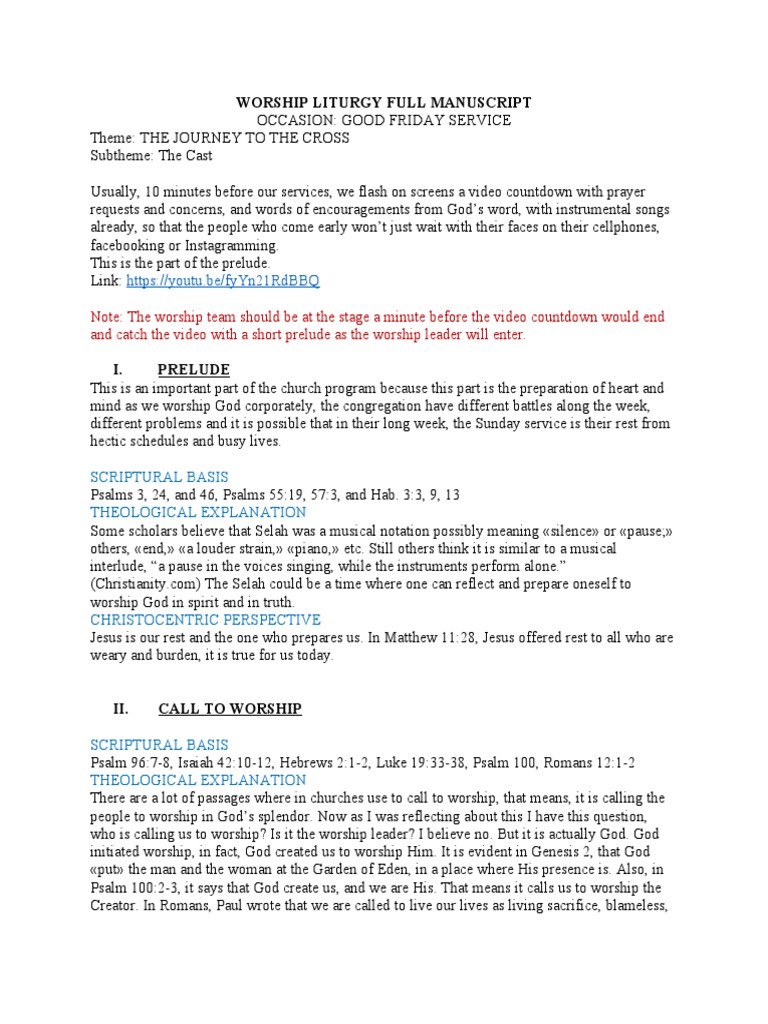 Worship Liturgy (Sample) | PDF | Jesus | Eucharist