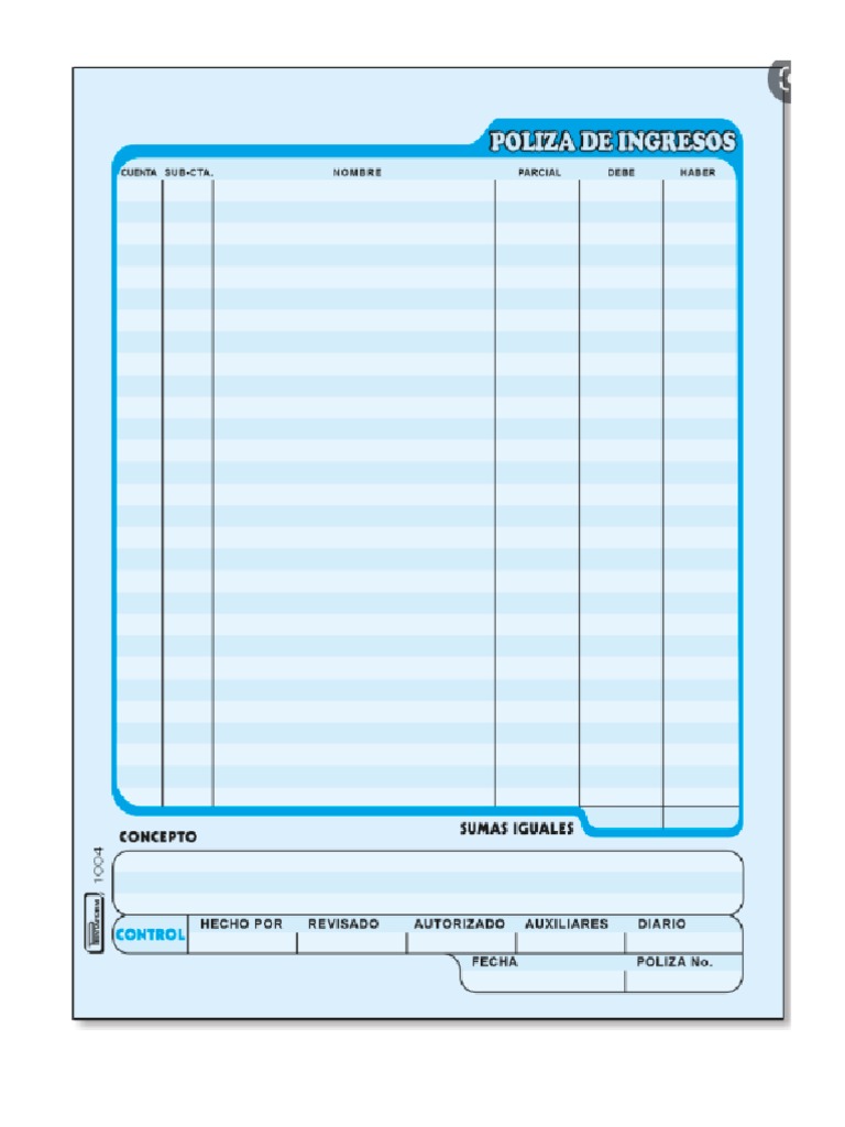 Formato Poliza Ingreso | PDF