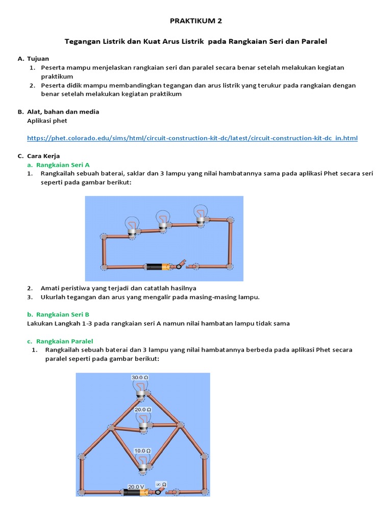 Praktikum Rangkaian Seri Paralel-Phet | PDF