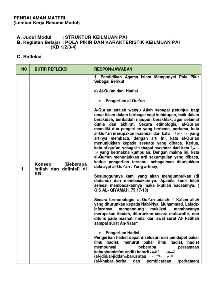 Contoh - Resume Pai 3 Struktur Keimuan Pai | PDF