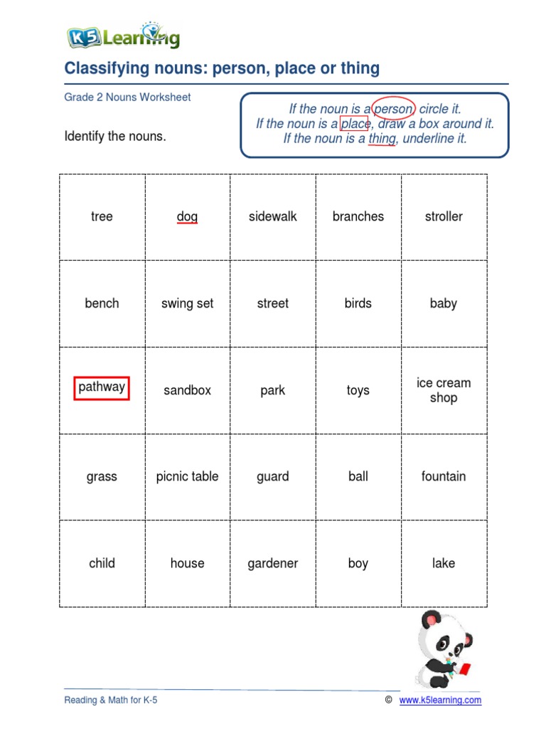 Classifying Nouns - Person, Place or Thing Worksheet2 | PDF