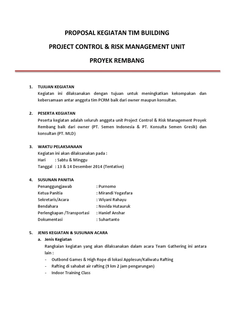 Proposal Kegiatan Tim Building | PDF
