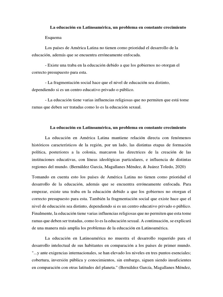La Educación en Latinoamérica Ensayo | PDF | America latina | Inclusión ...