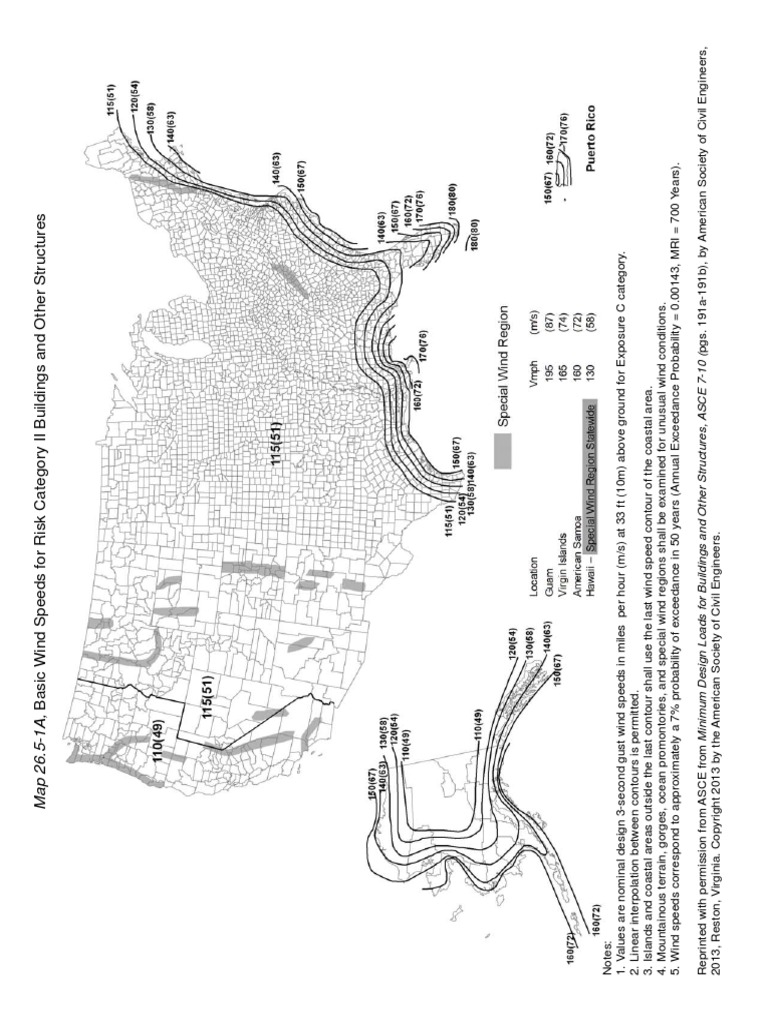 Basic Wind Speed Map ASCE 7-10 Risk Category II | PDF