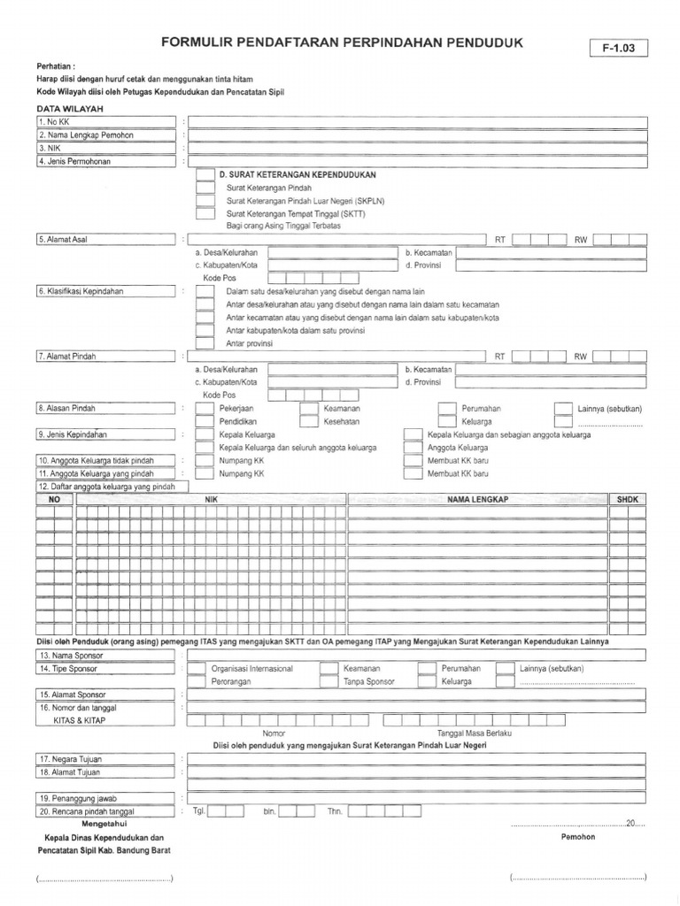 Formulir Pindah Datang | PDF