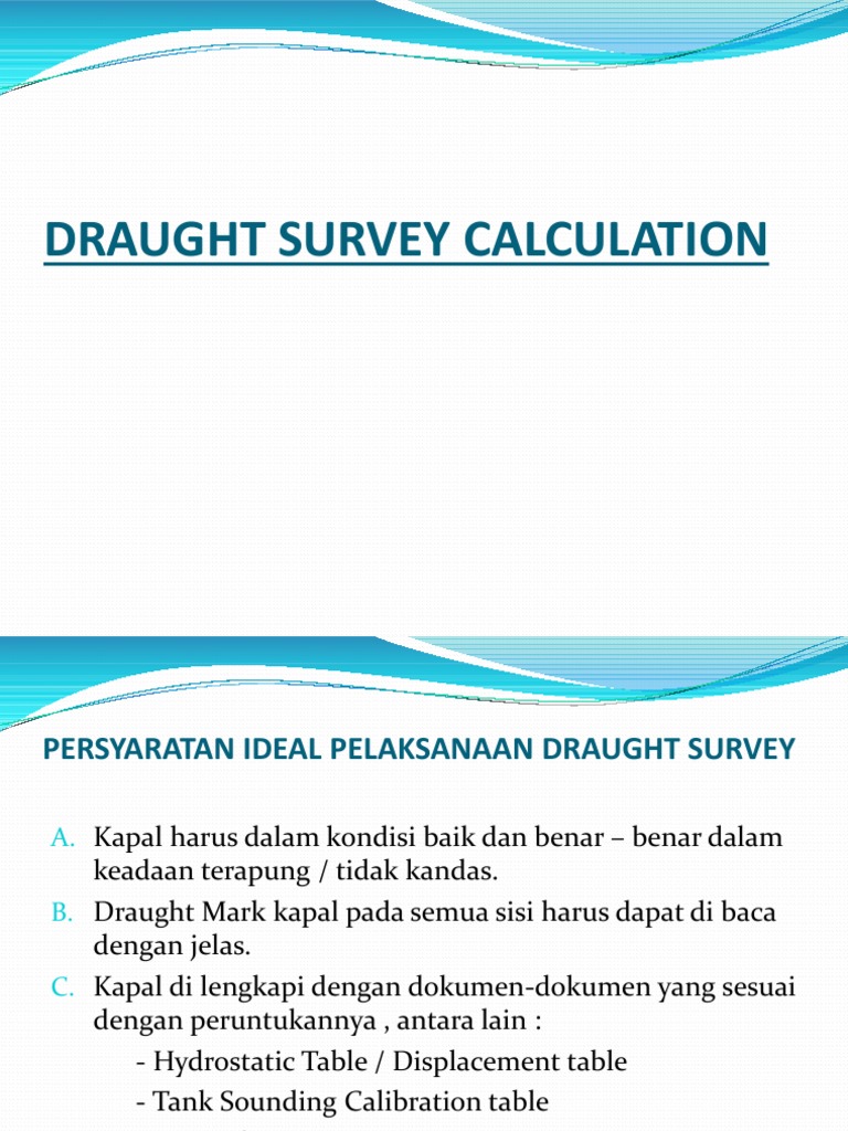 DRAUGHT SURVEY CALCULATION | PDF