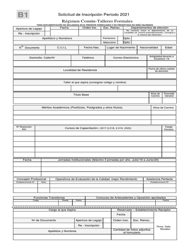 Solicitud Inscripción Talleres 2021 | PDF