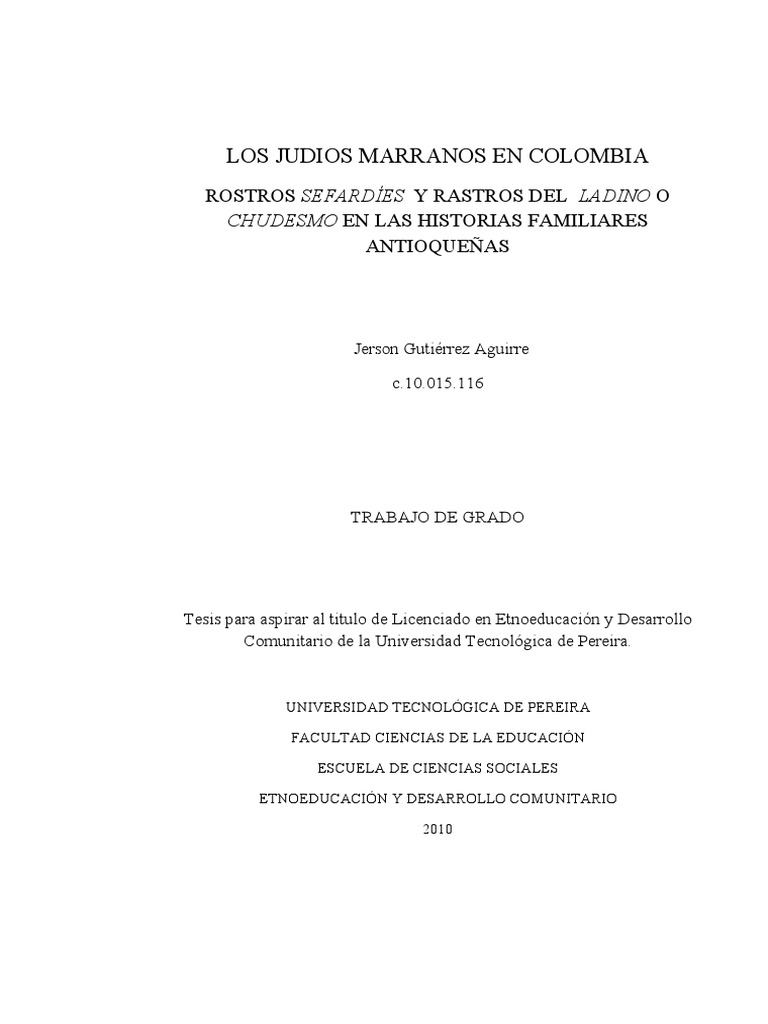 Los Judios Marranos en Colombia | PDF | Judios | Pensamiento