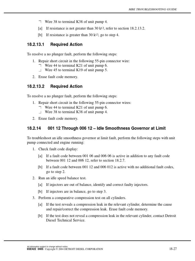 Detroit Diesel MBE Electronic Controls Troubleshoting Guide ...