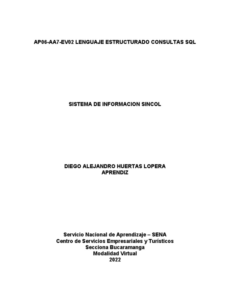 Solucion Evidencia SQL | PDF | SQL | Bases de datos